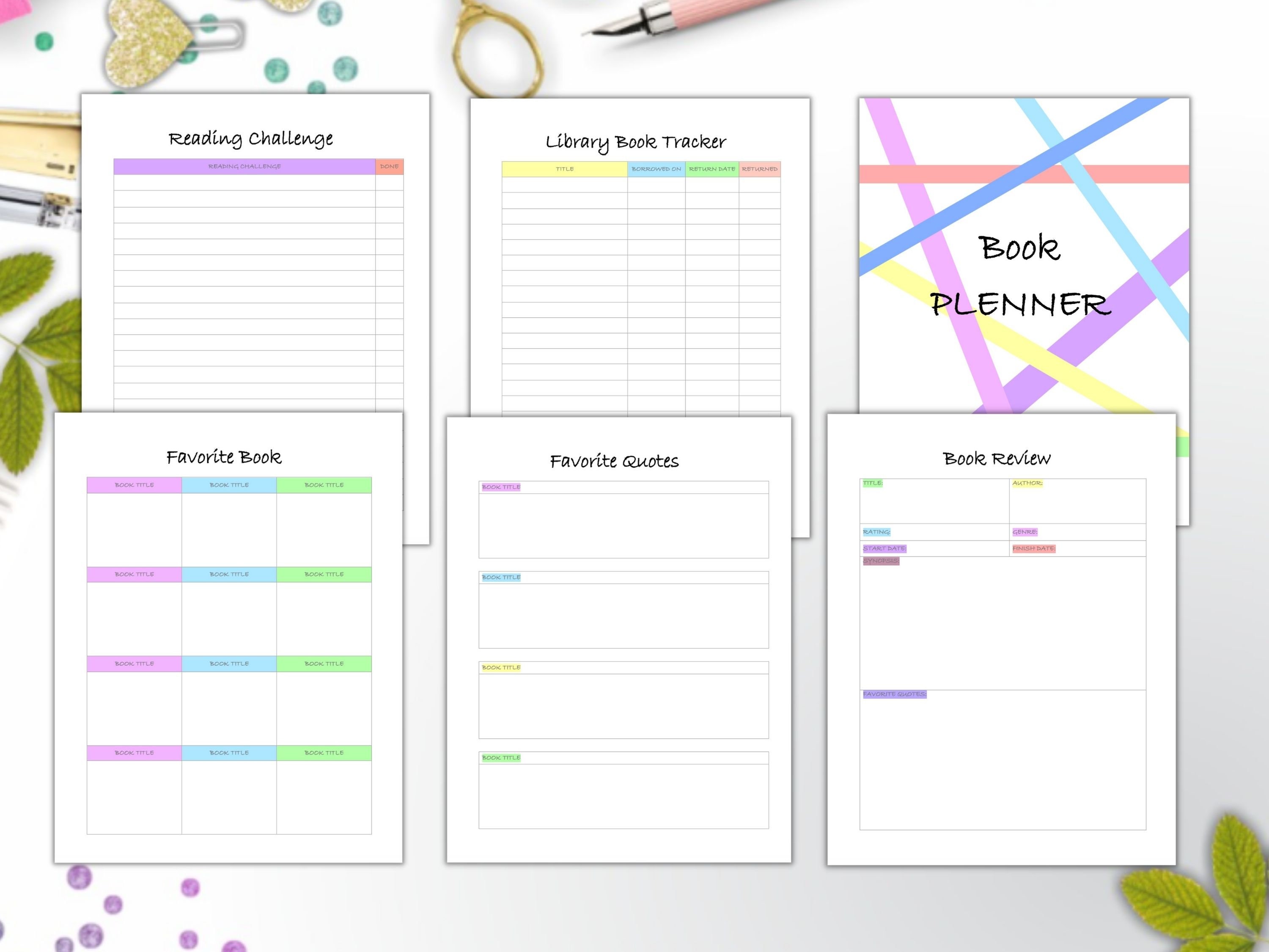 Reading Journal Log Book Planner Journal Bookshelf Reading Planner ...