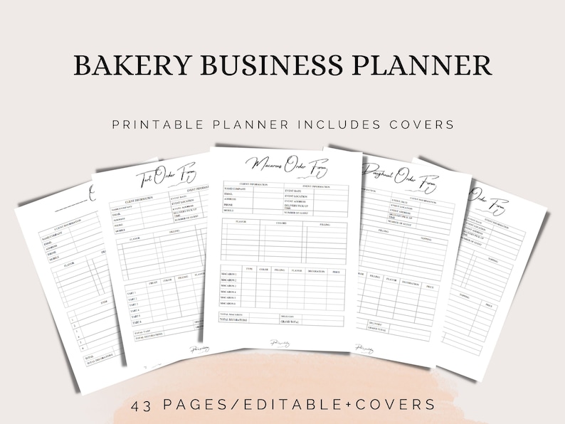 Bakery Business Planner, Bakery Planner, Bakery Order Fomr, Business ...