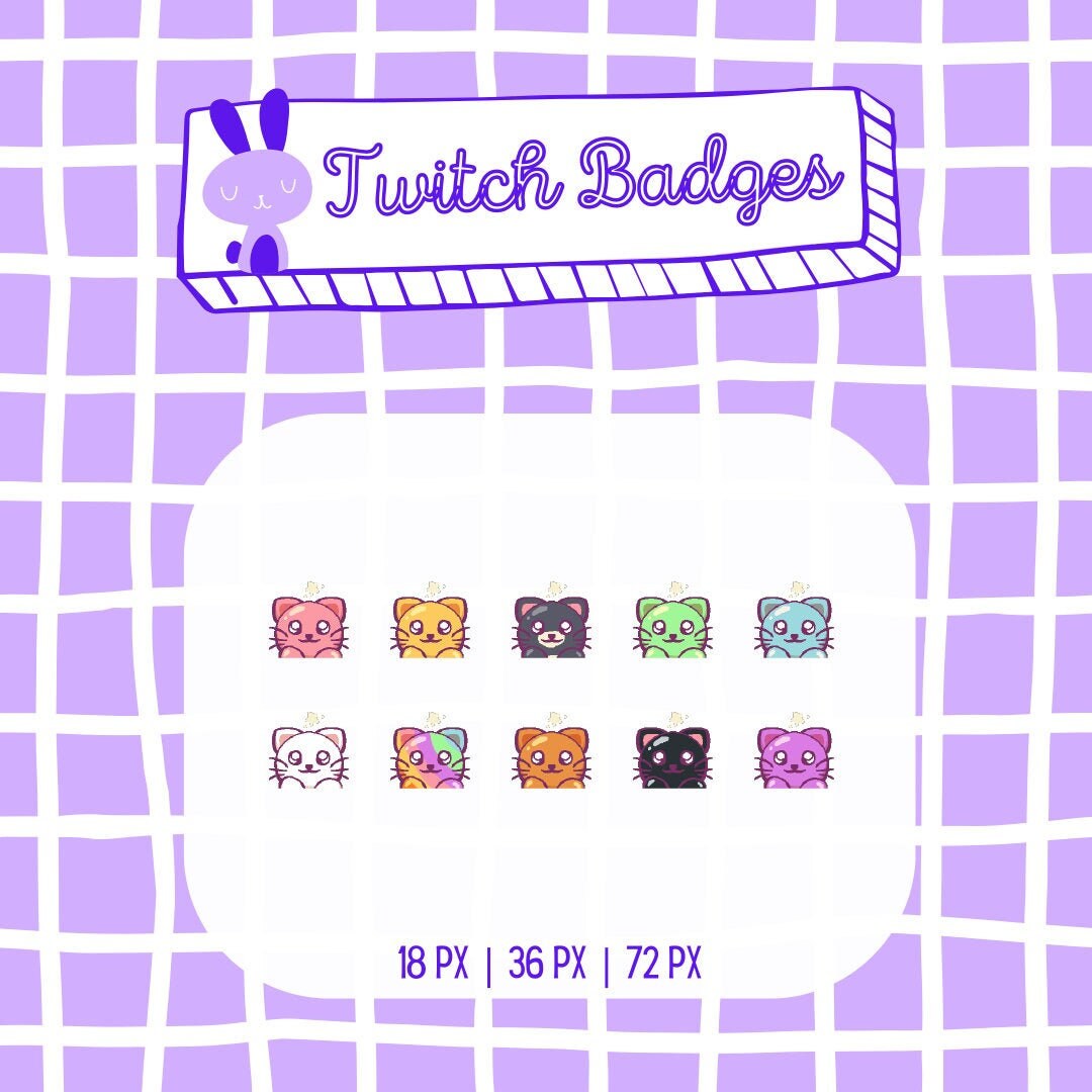 10 X Twitch Sub or Cheer Kitty Badges - Etsy