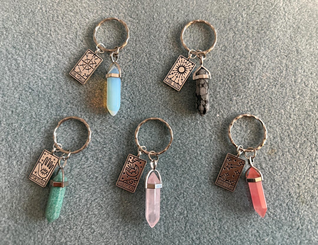 Crystal Pillar Keyring: Tarot Charm, Initial Keyring - Etsy