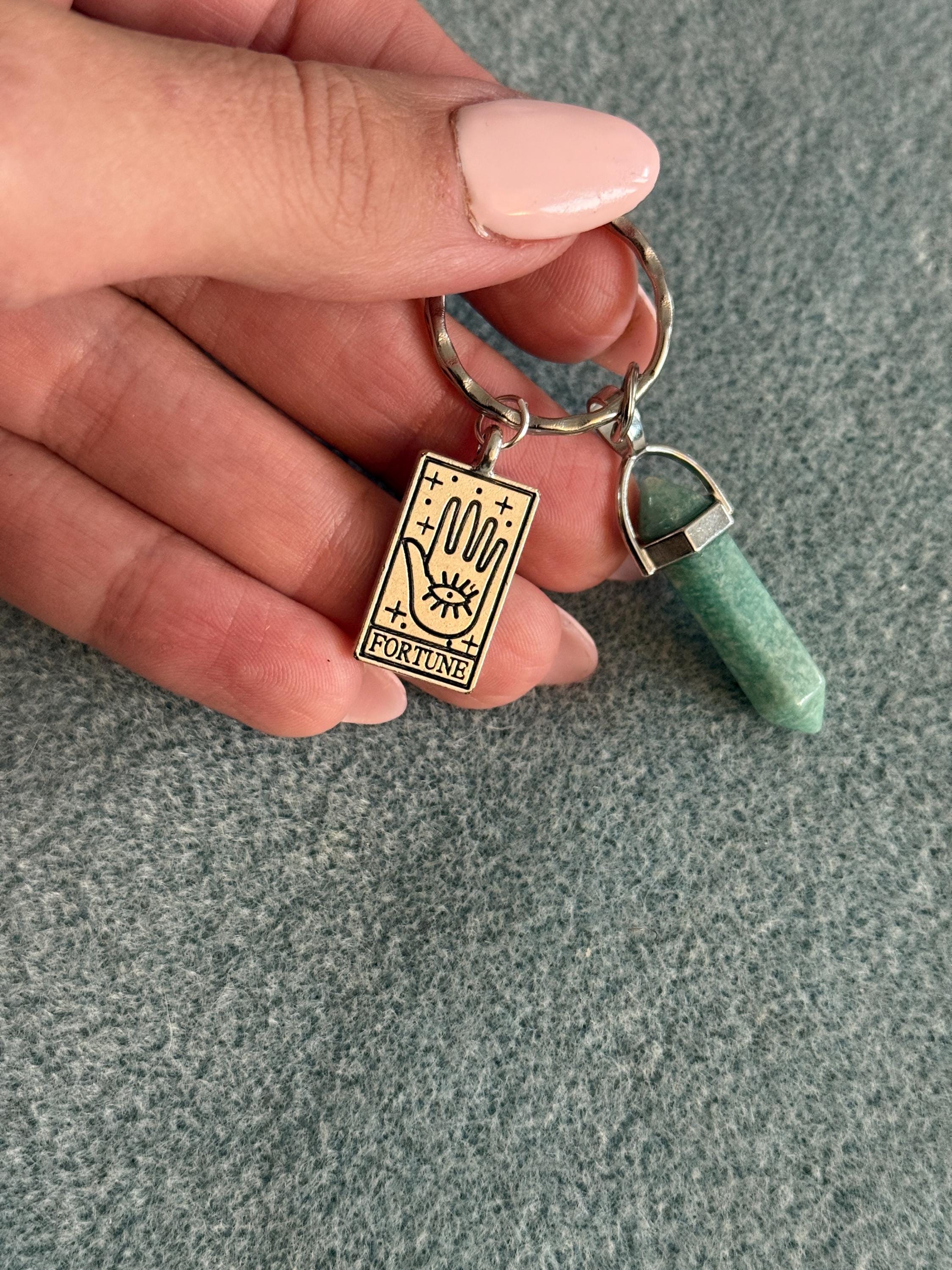 Crystal Pillar Keyring: Tarot Charm, Initial Keyring - Etsy