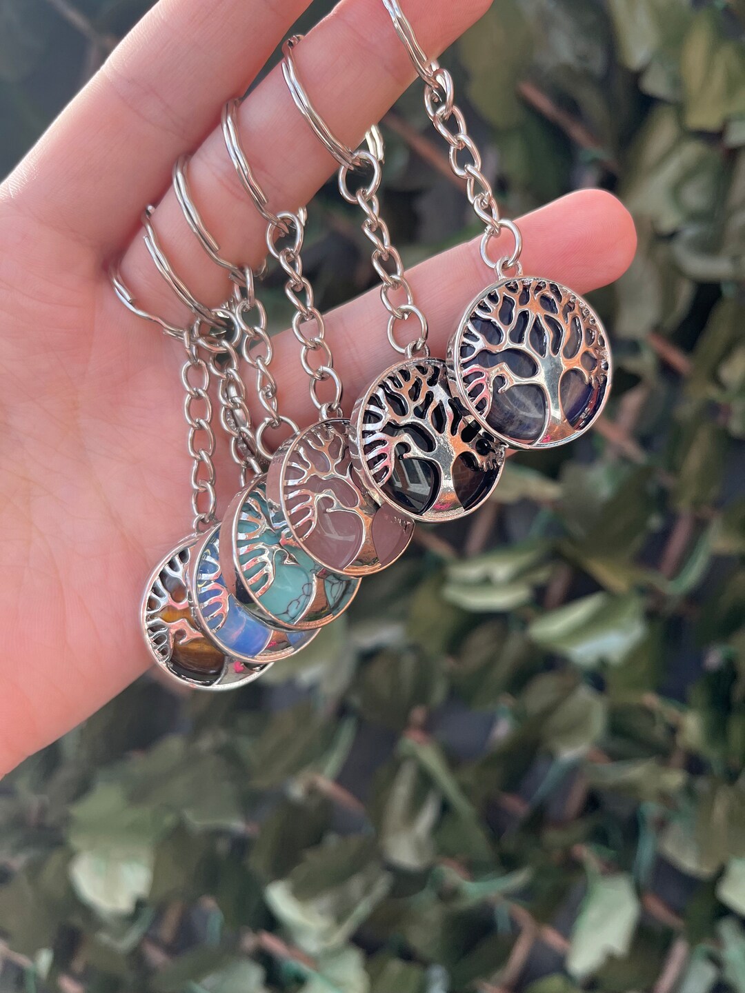 Tree of Life Keyring, Bag Charm, Rose Quartz Keyring, Turquoise Keyring ...