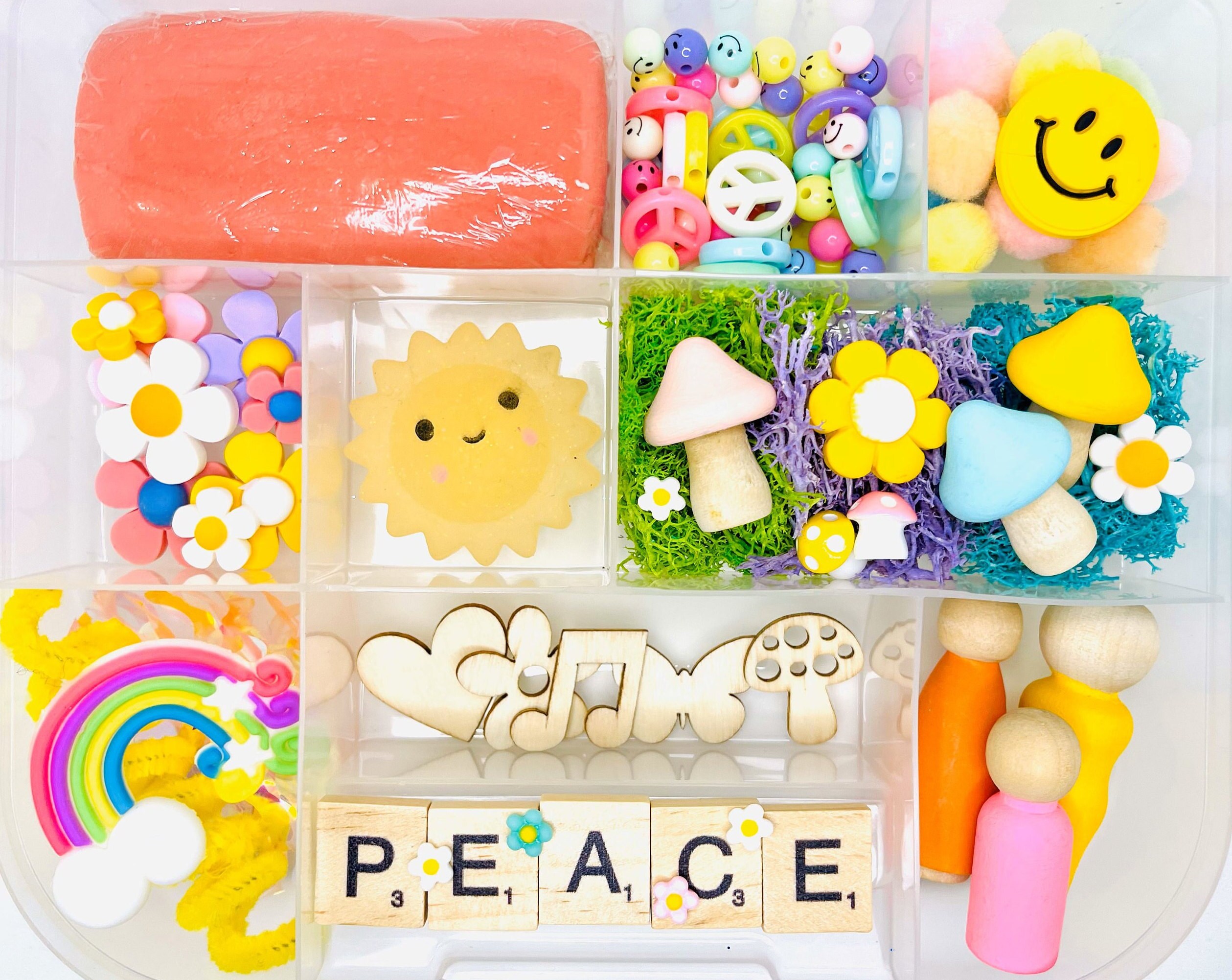 Happy Hippie Playdough Sensory Kit Hippie Tinker Tray, Loose Parts Kit ...