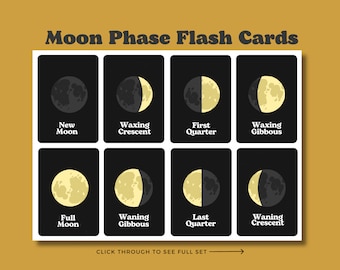 Moon Phases Flashcards / Image Cards for Kids, Preschoolers ...