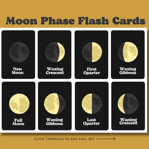 Moon Flash Cards - Etsy