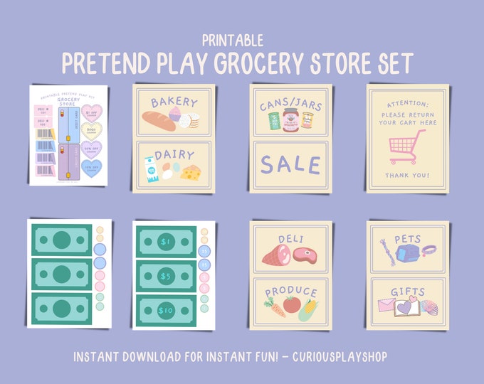 Pretend Play Printable Grocery Store Set Kid's Pretend Play Kit ...