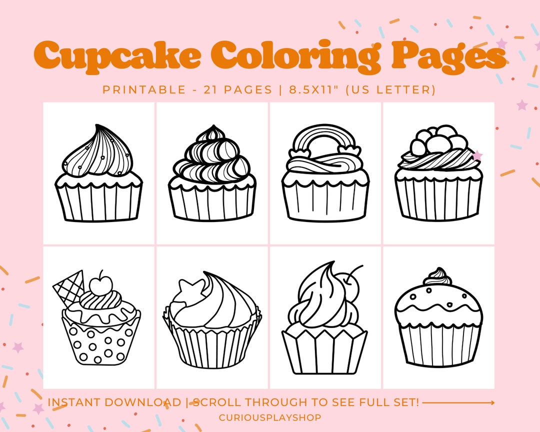 Cupcake Coloring Pages: 21 Printable Designs (instant Digital Download ...