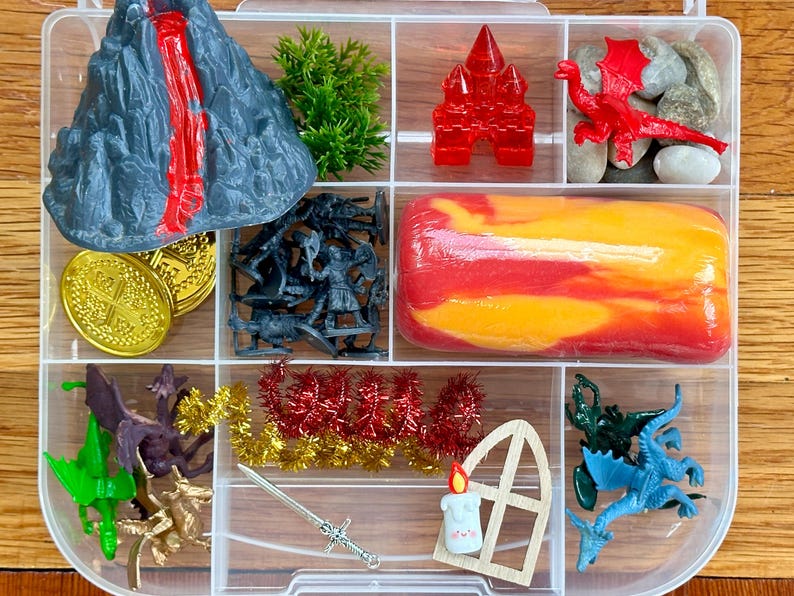 Knights & Dragons Sensory Kit: Montessori Homemade Playdough Kit for ...