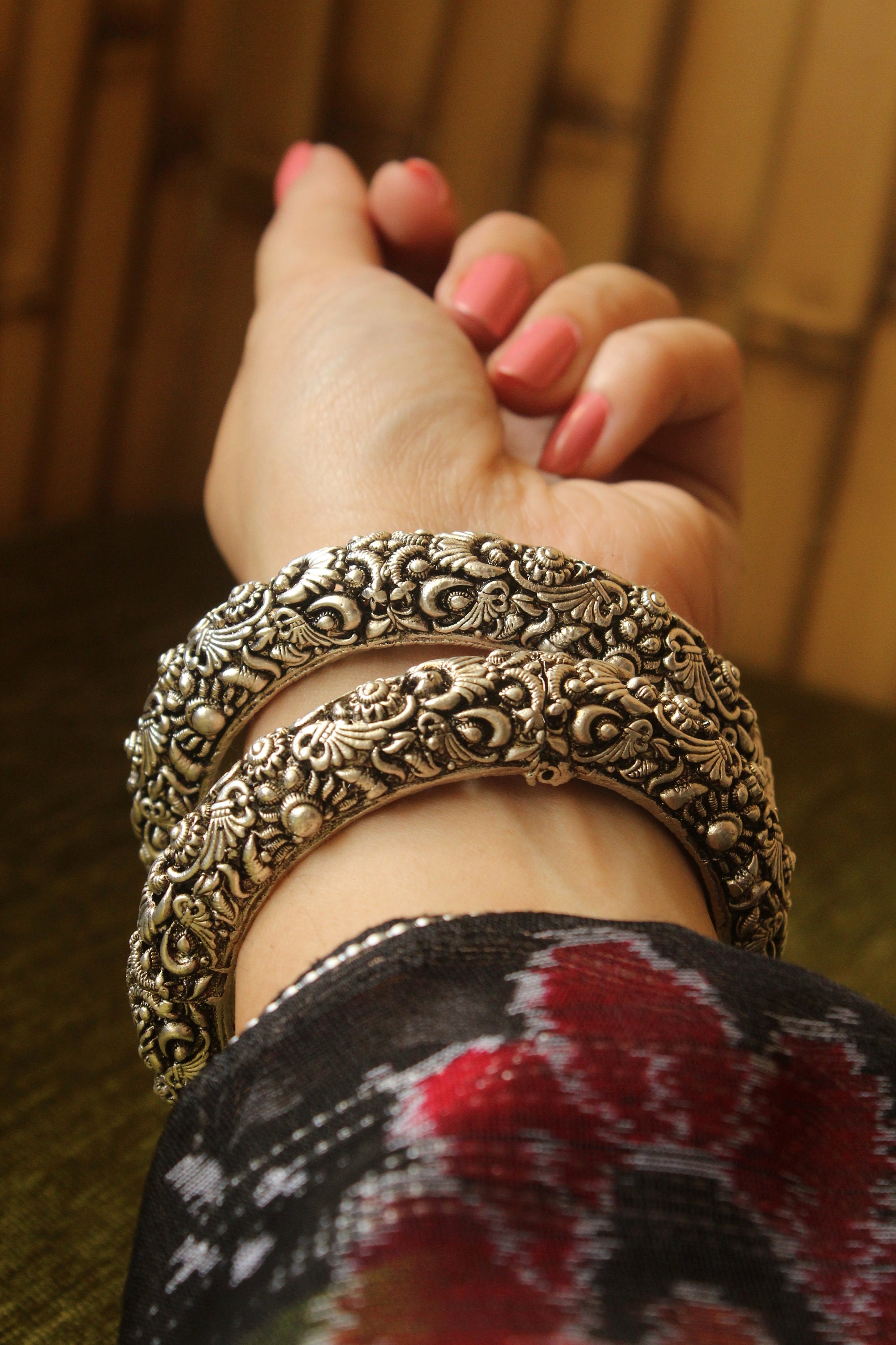 Pair of Temple Bangles, Indian Bangle, Oxidized Bangle, Indian Bracelet ...