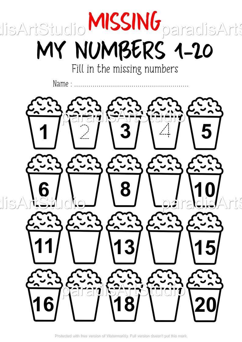 Fill the Blank, Missing Numbers and Letters, Child Worksheet, Practice ...