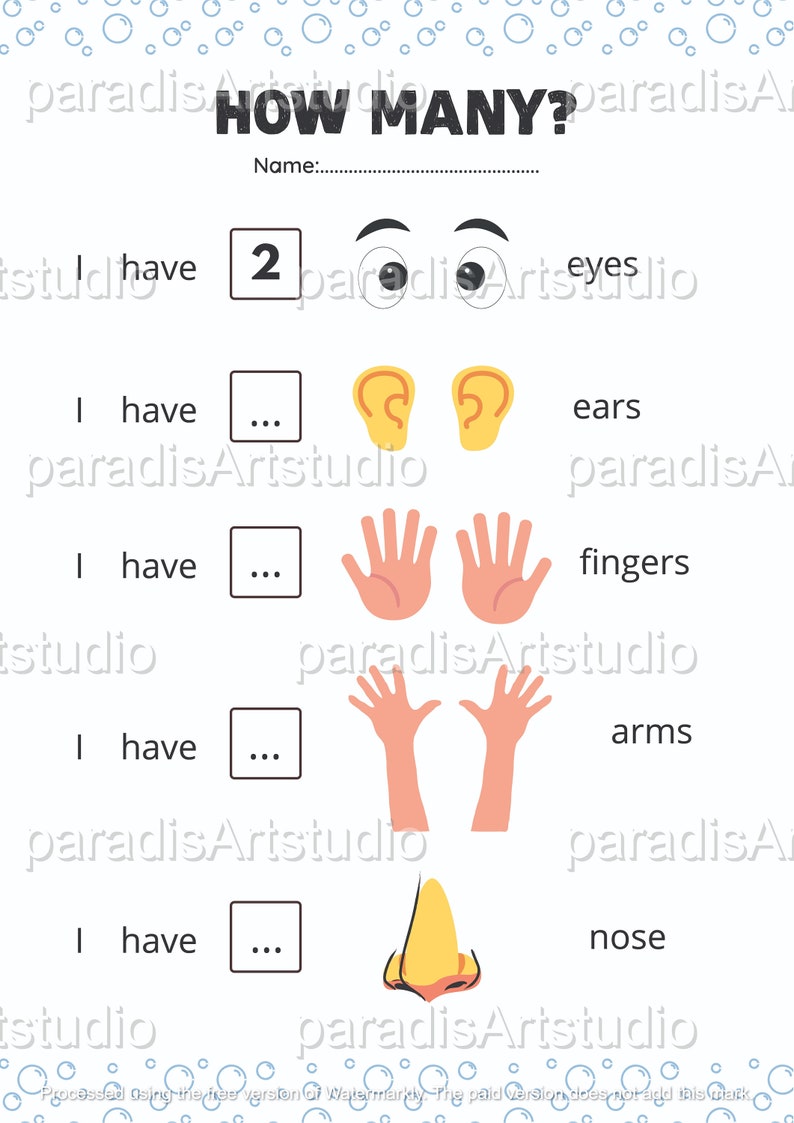Body Worksheets, Body Parts Worksheets for Kids, Printable Worksheet ...