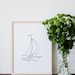 Sailboat Line Art, Marine Poster, Ship Art Print Digital ...