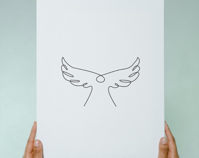 Guardian Angel Line Art Poster, Hands Line Art, Line Art Poster, Line ...