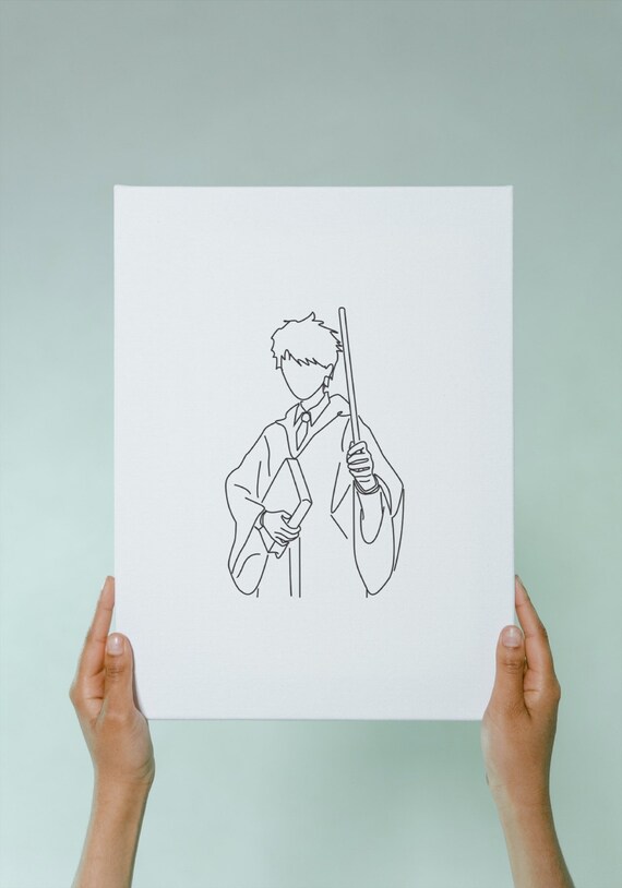 Wizard Boy Minimalist Poster Magic Boy Line Drawing Boy With - Etsy