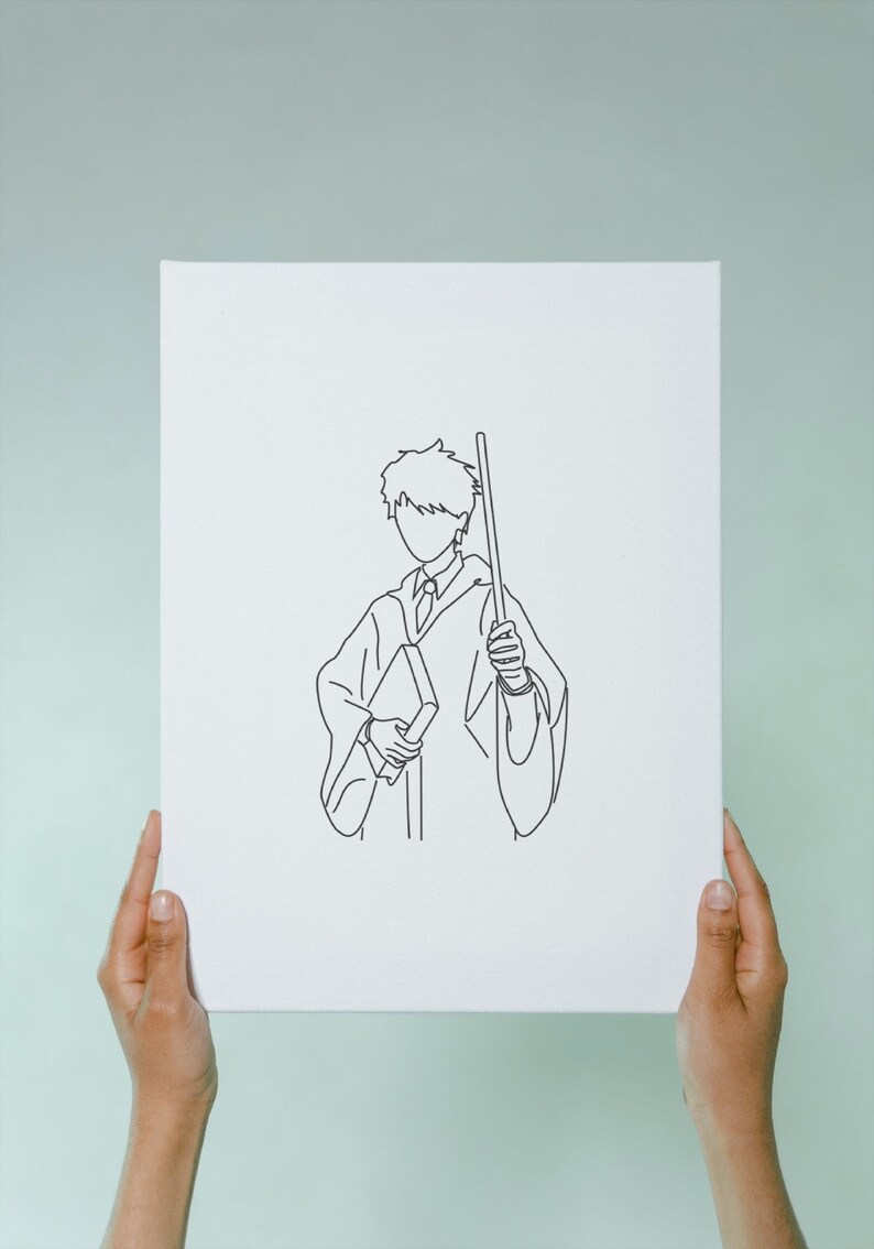 Wizard Boy Minimalist Poster Magic Boy Line Drawing Boy With - Etsy
