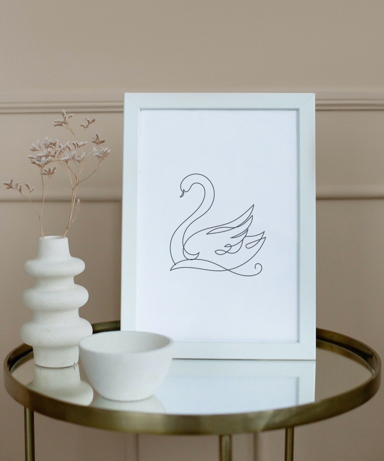 Swan Line Art Drawing Digital, Swan Line Drawing, Farmhouse Abstract ...