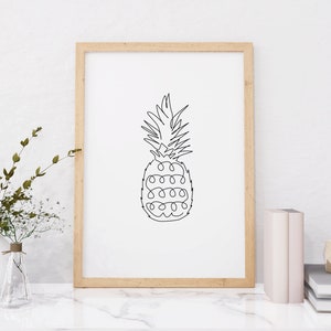Pineapple Line Drawing, Pineapple Print, Food Line Art, Food Line ...
