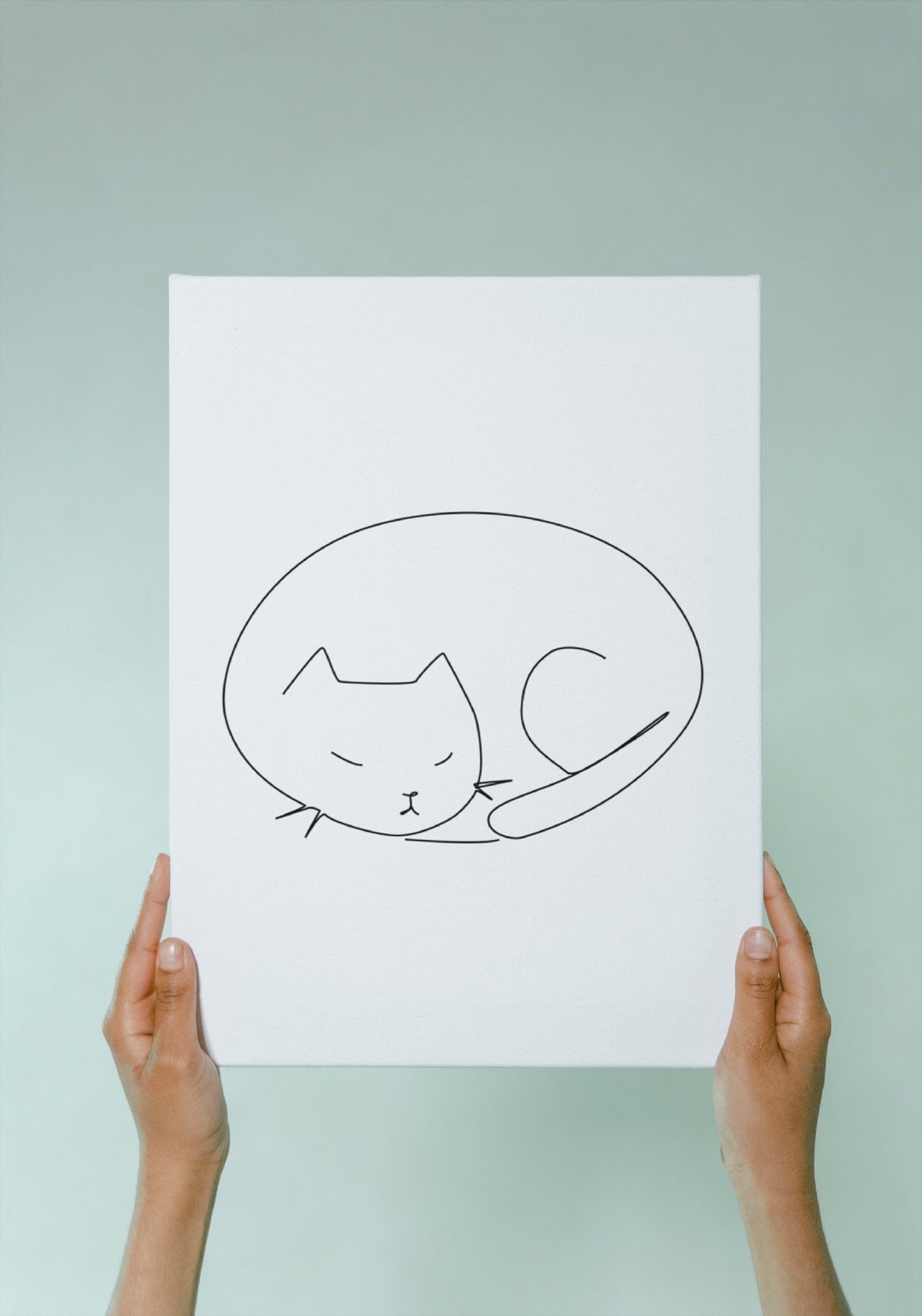Cute Cat Line Art Printable, Cat Simple Line, Cat Line Art, Cat Poster ...