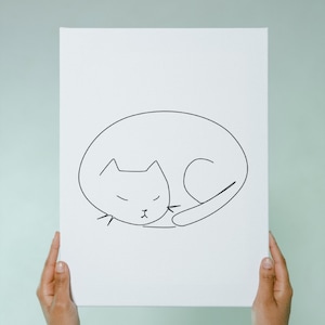 Cute Cat Line Art Printable, Cat Simple Line, Cat Line Art, Cat Poster ...