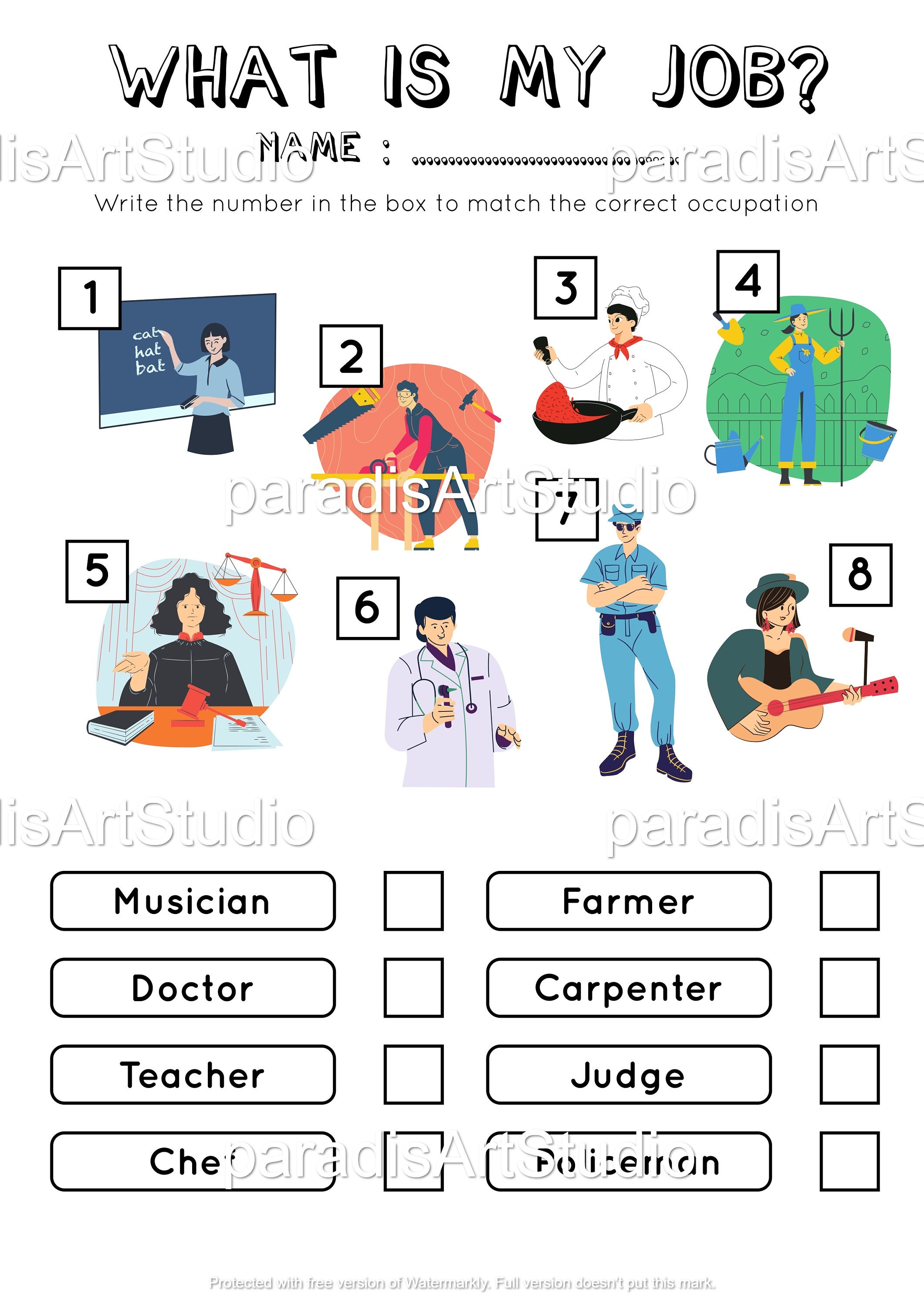 Job Worksheets for Kids, Job Worksheets, Worksheets for Kids, Printable ...