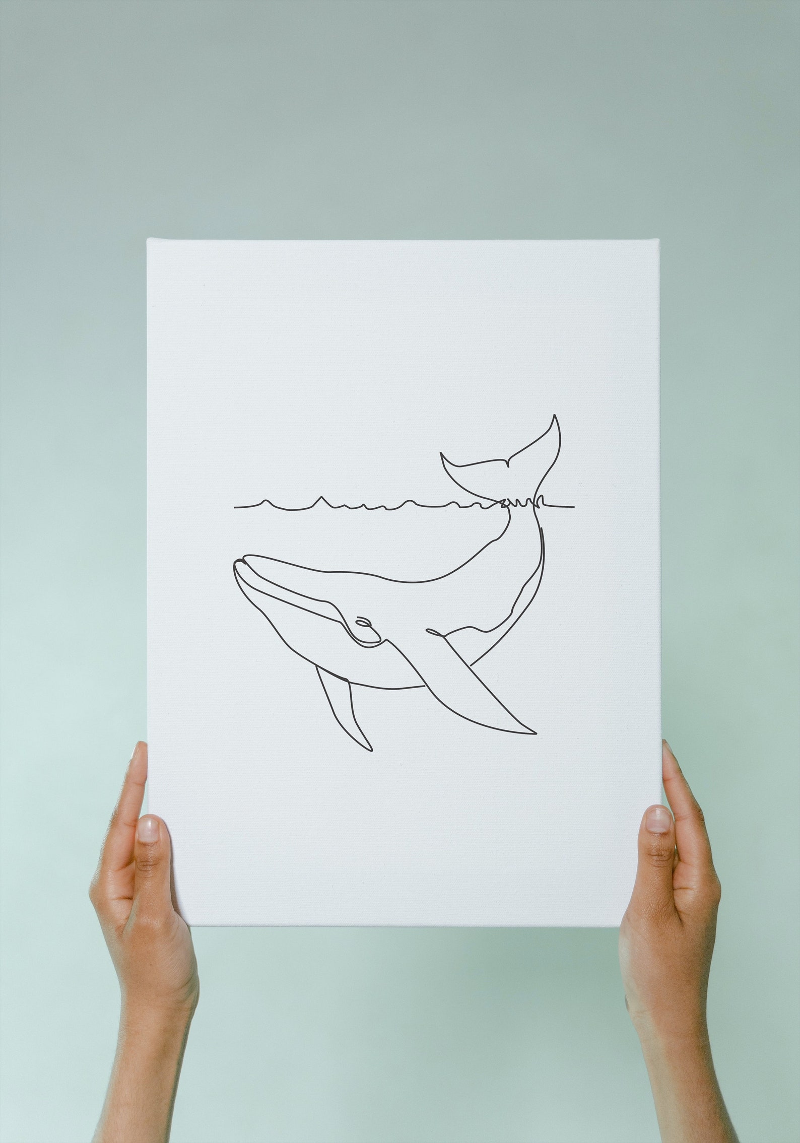 Simple Whale Line Art, Whale Wall Art, Whale Wall Decor, Minimalist ...