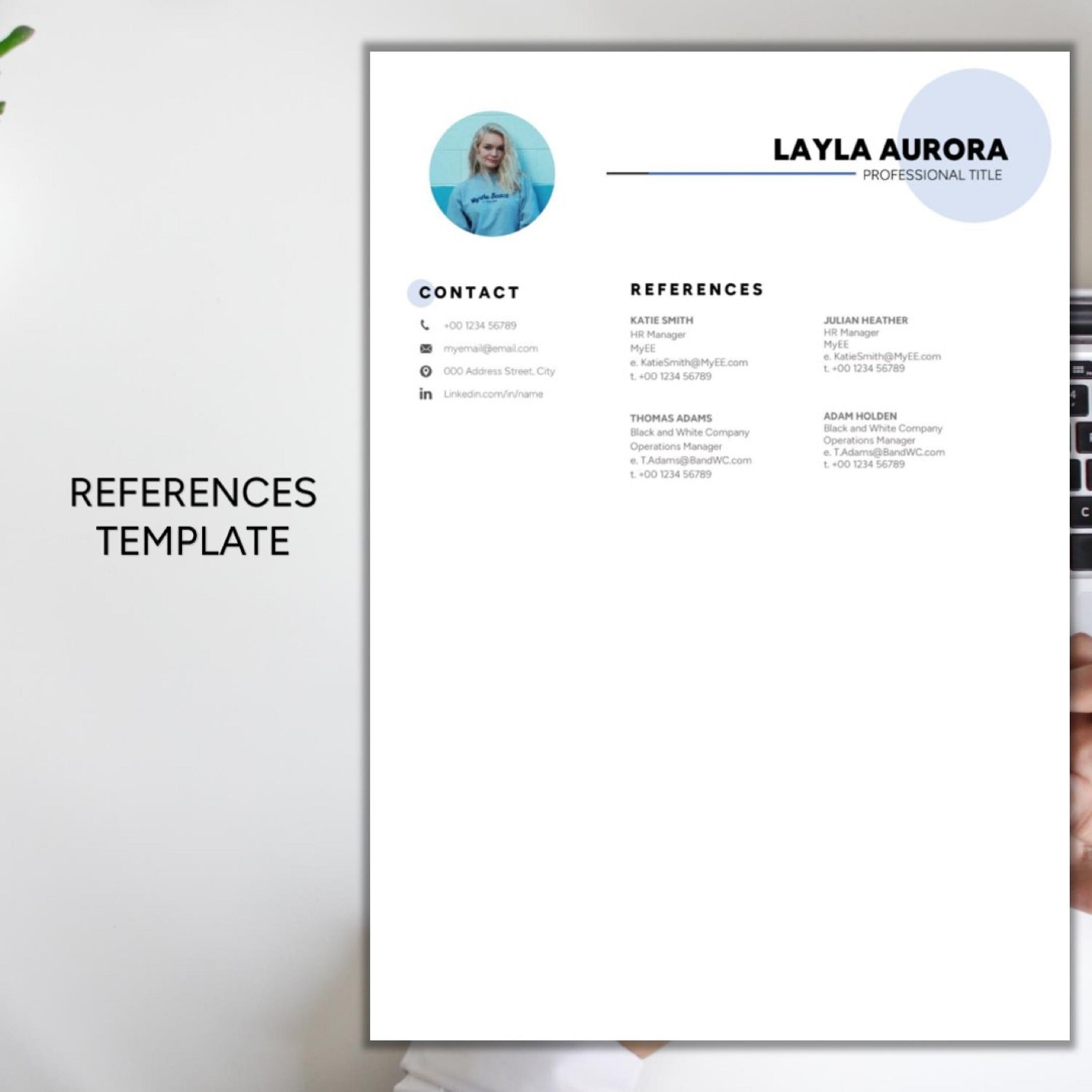 Blue Resume Template Word, Cv Template, Professional Resume, Creative ...