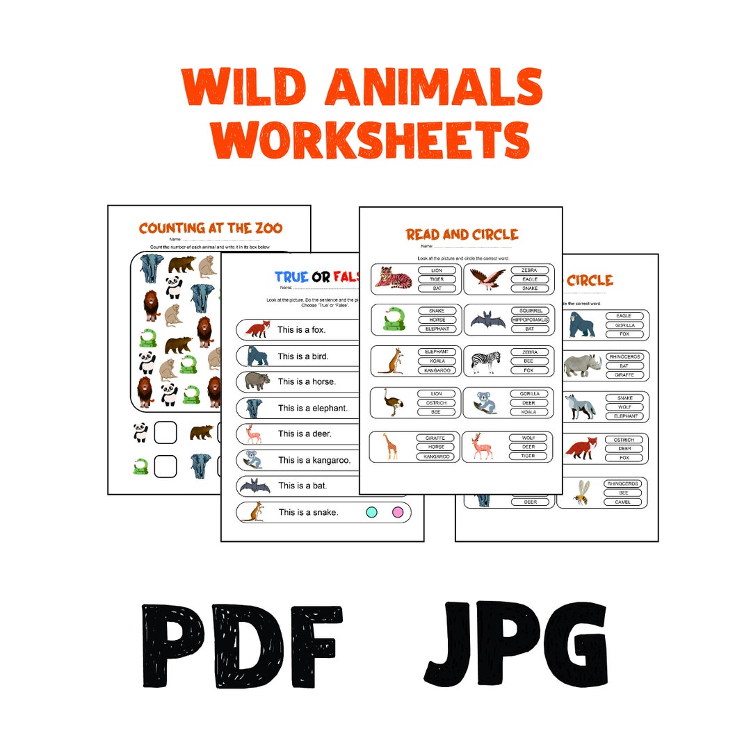 Wild Animals Worksheets, Animal Worksheets for Kids, Printable ...