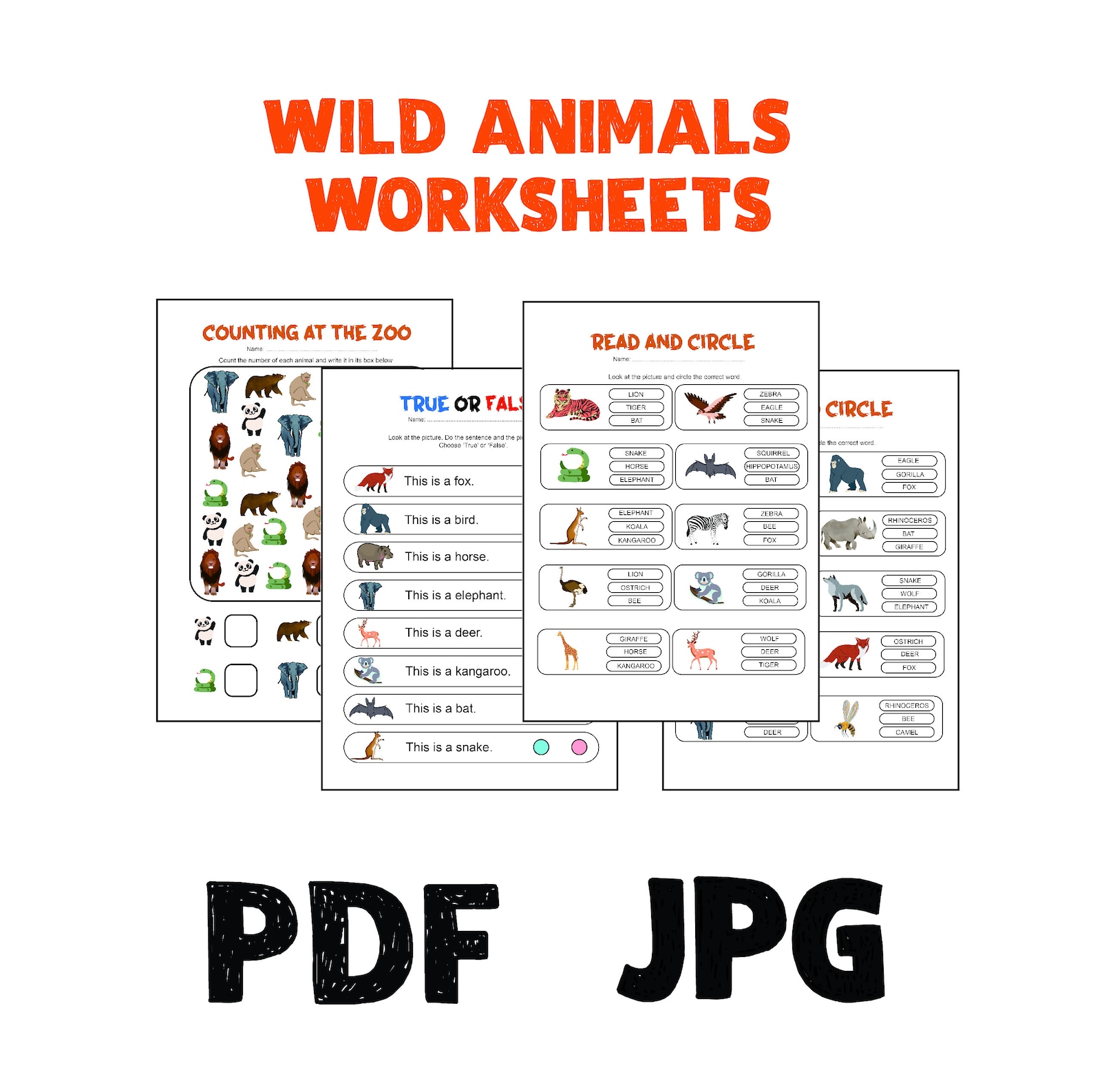 Wild Animals Worksheets, Animal Worksheets for Kids, Printable ...
