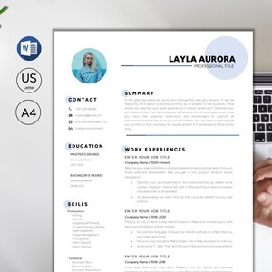 Blue Resume Template Word, Cv Template, Professional Resume, Creative ...