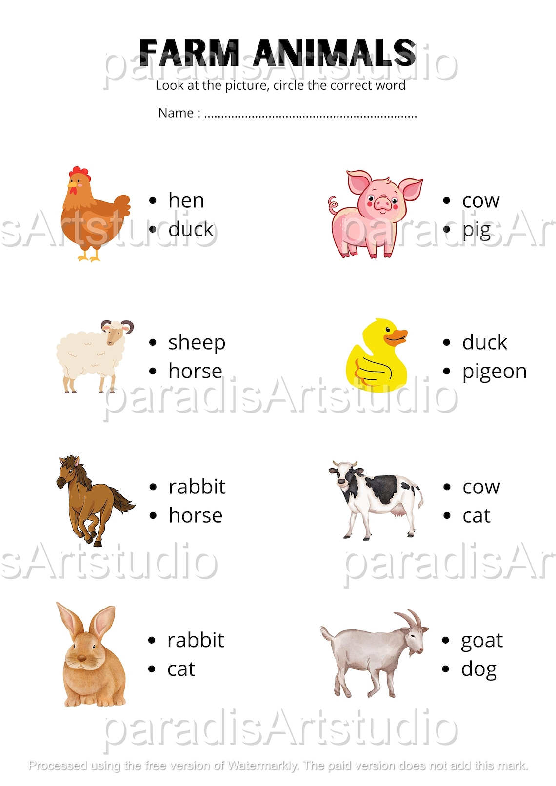 Farm Animals Worksheets, Worksheet for Kids, Preschool Worksheets, Kids ...