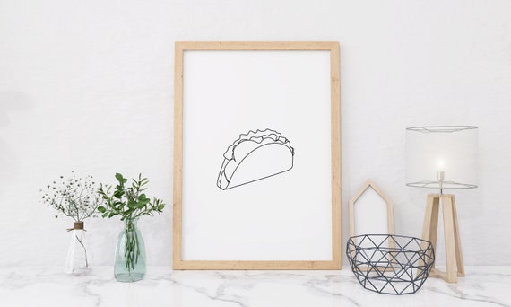 Taco Line Drawing Taco Line Art Food Line Art Food Line | Etsy