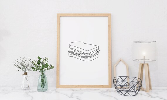 Toast Line Drawing Toast Line Art Food Line Art Food Line | Etsy