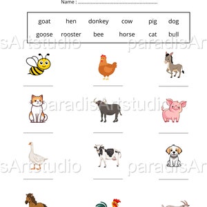 Farm Animals Worksheets, Worksheet for Kids, Preschool Worksheets, Kids ...