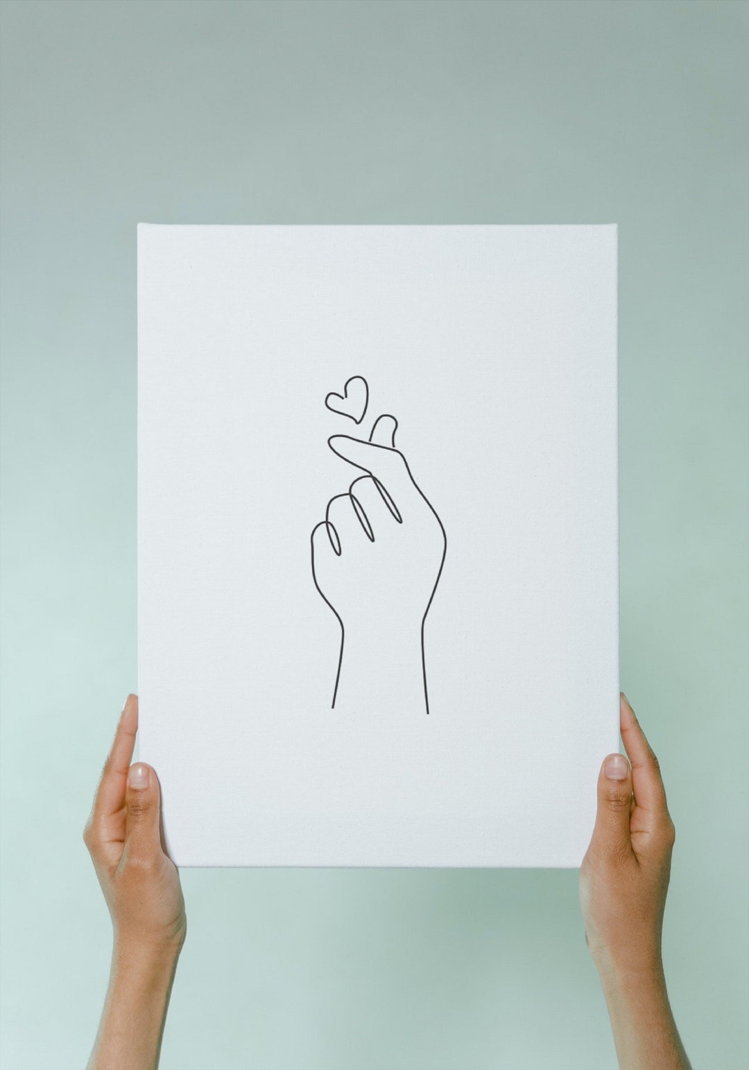 Hand Love Sign Line Art Poster, Hand Love Print, Hands Art Print ...