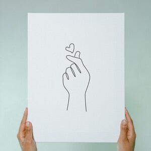Hand Love Sign Line Art Poster, Hand Love Print, Hands Art Print ...