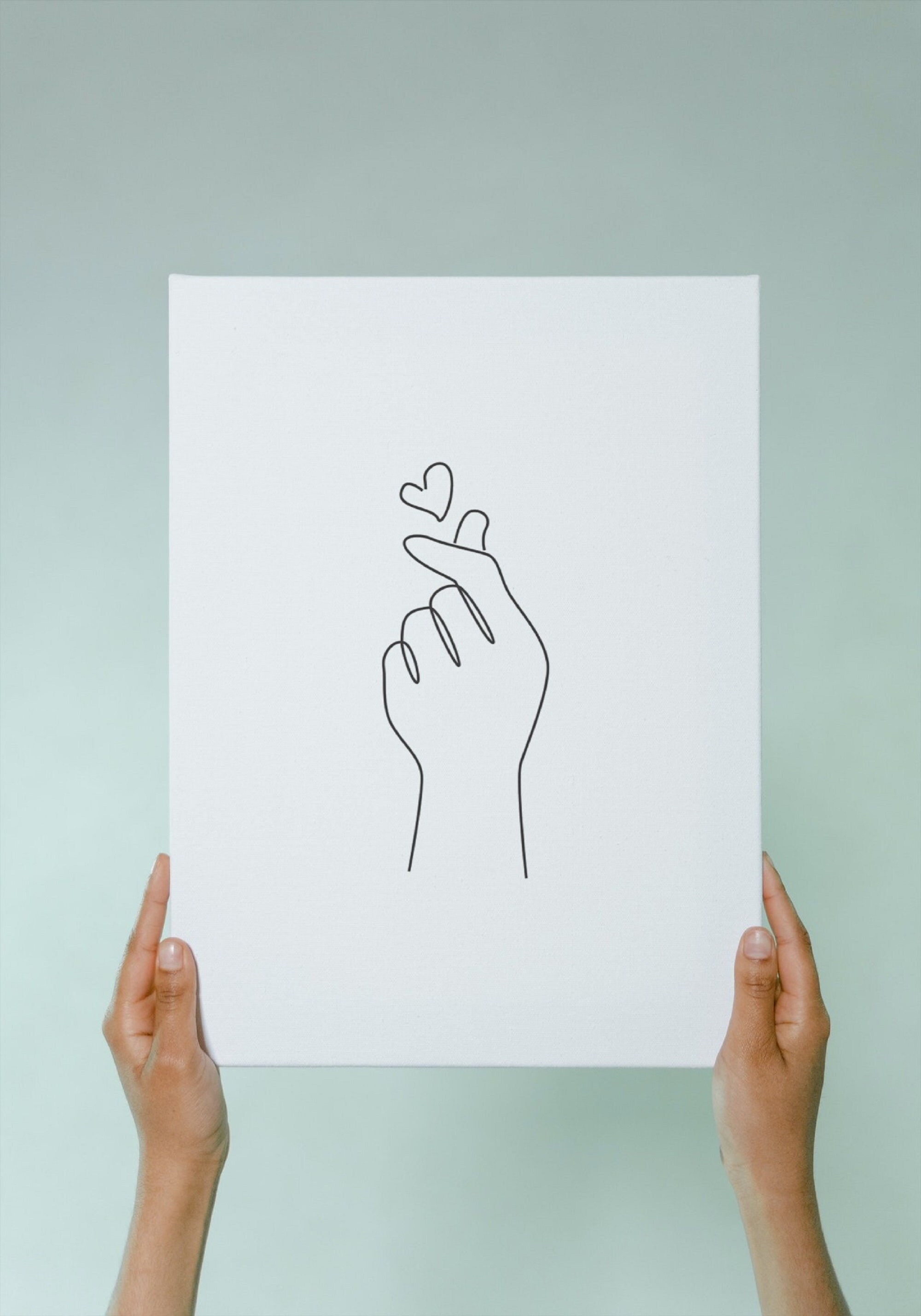 Hand Love Sign Line Art Poster Hand Love Print Hands Art - Etsy
