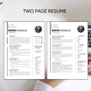 Gray Resume Template Word, Cv Template, Professional Resume, Creative ...
