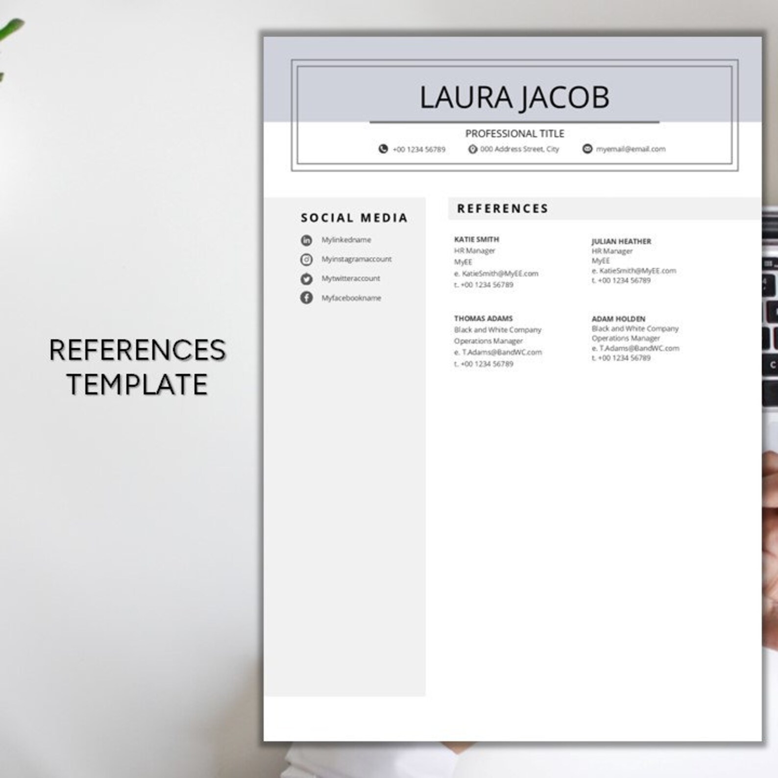 Simple Resume Template Word, Cv Template, Professional Resume, Creative ...