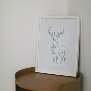 Deer Line Art Printable Digital, Deer Simple Line, Deer Minimalist ...