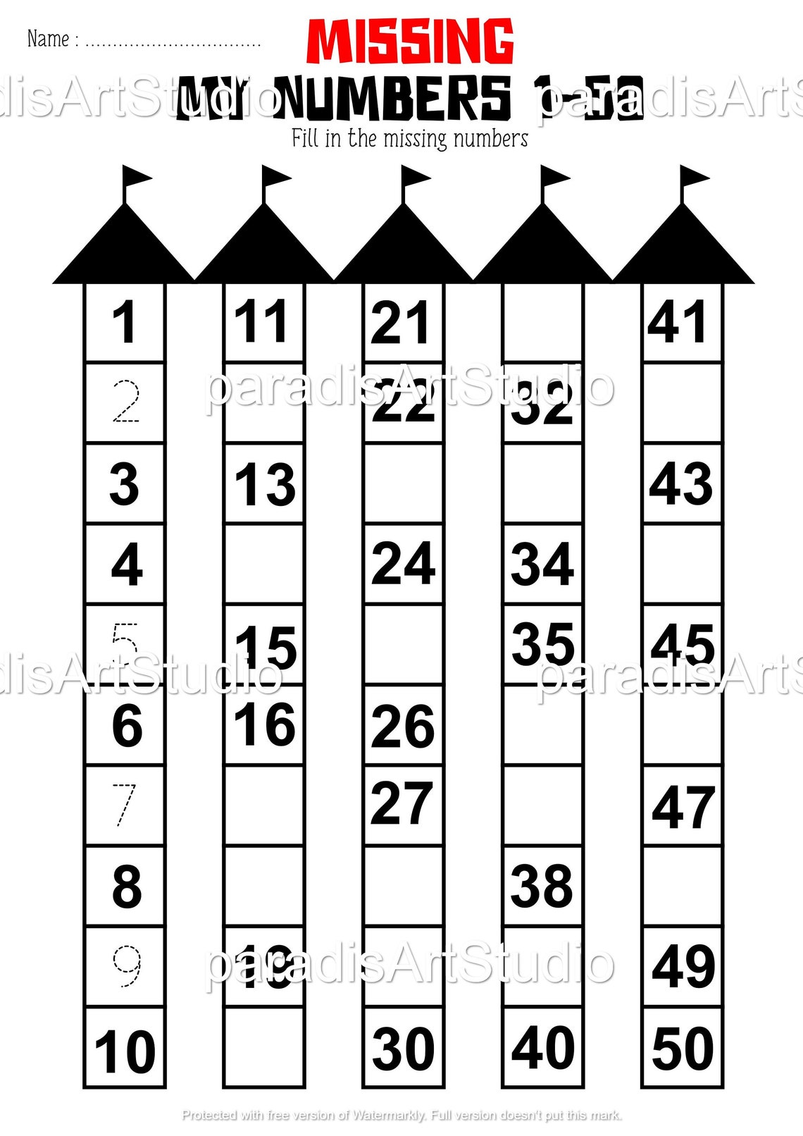 Fill the Blank, Missing Numbers and Letters, Child Worksheet, Practice ...