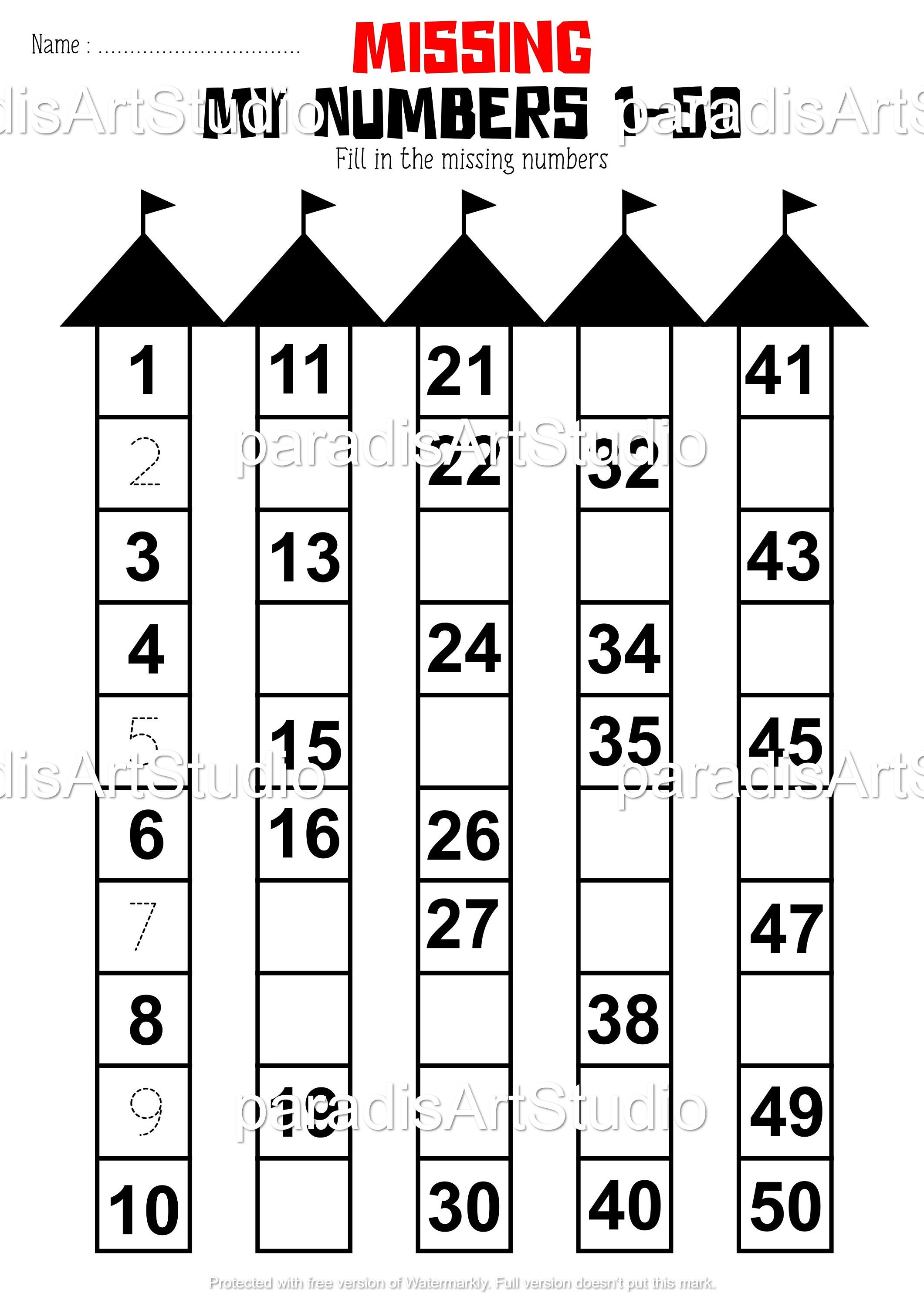 Fill the Blank, Missing Numbers and Letters, Child Worksheet, Practice ...