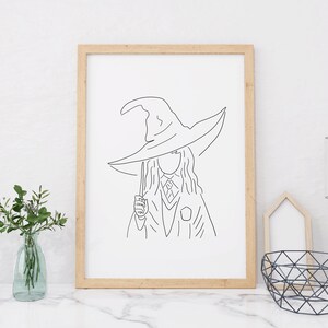 Magic Girl Line Drawing, Girl With Magic Line Art, Magic Student Line ...
