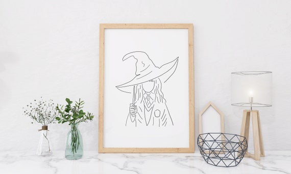 Magic Girl Line Drawing Girl With Magic Line Art Magic | Etsy