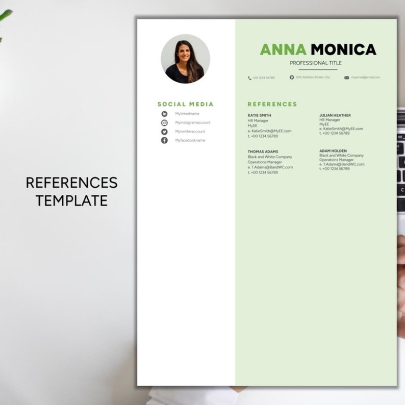 Green Resume Template Word, Cv Template, Professional Resume, Creative ...