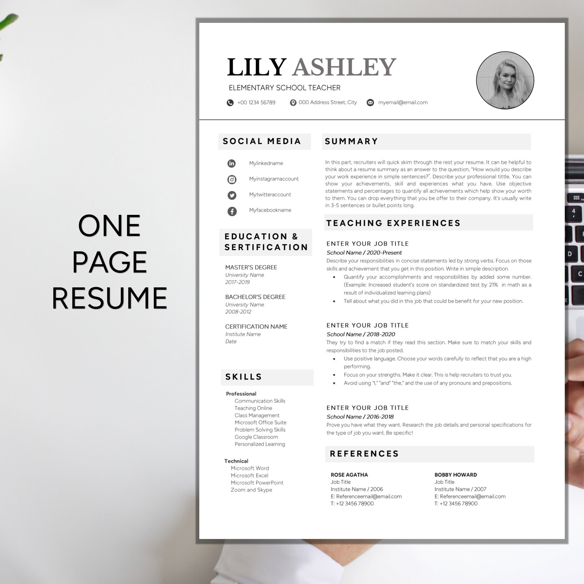 Teacher Resume Template, Cv Template, Teaching Resume, Teacher Cv ...