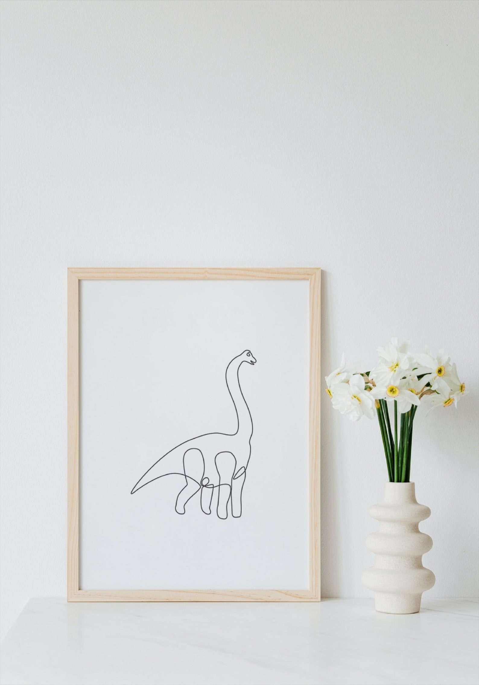 Brontosaurus Line Art, Dinosaur Wall Art, Dinosaur Printable, Dinosaur ...