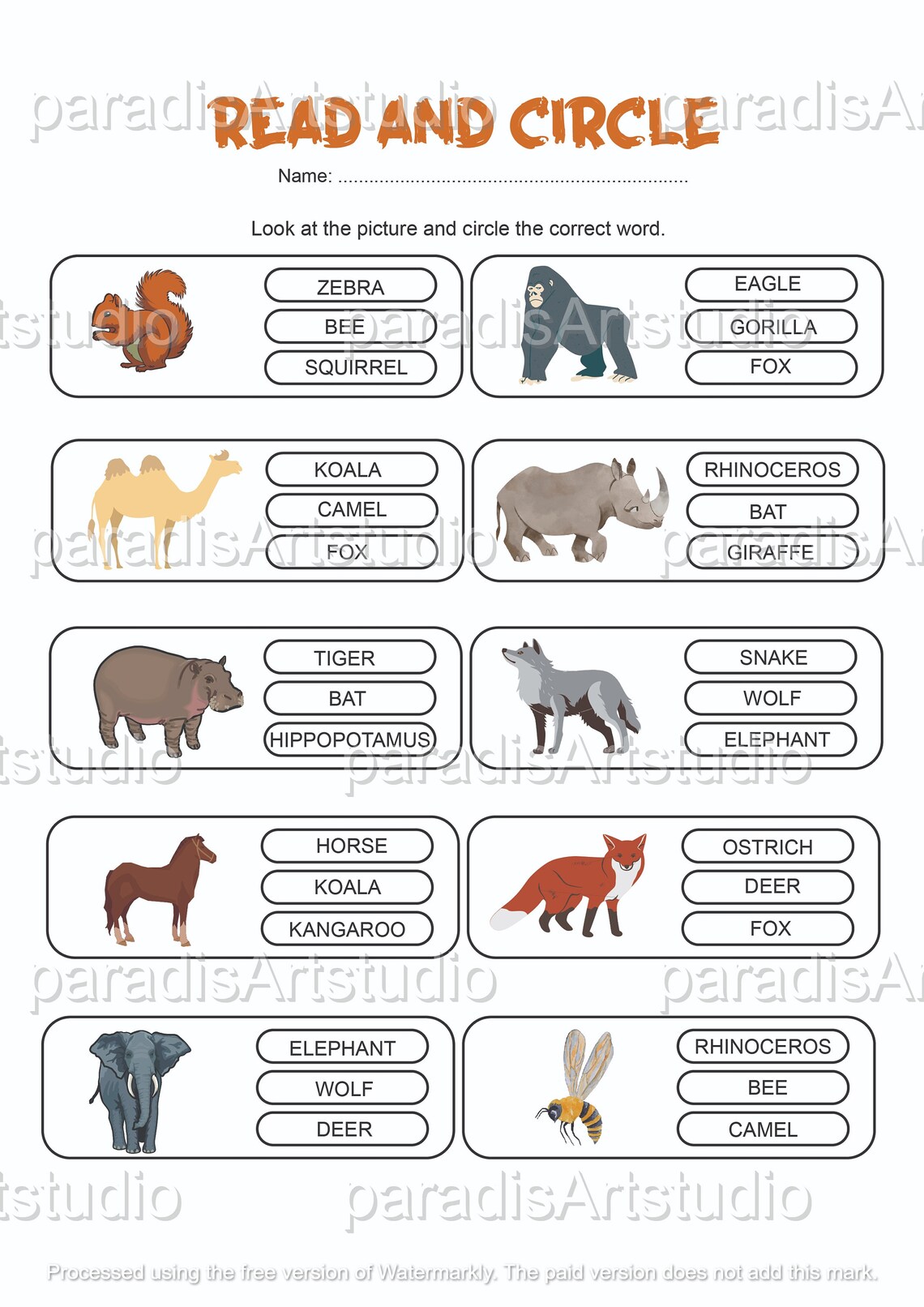 Wild Animals Worksheets, Animal Worksheets for Kids, Printable ...