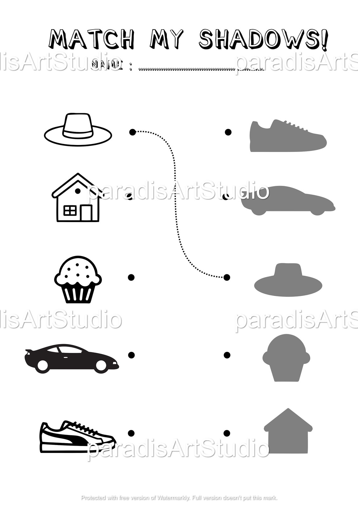 Match Number Shapes Letters and Shadows, Worksheet for Kids, Preschool ...