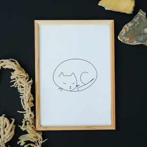 Cute Cat Line Art Printable, Cat Simple Line, Cat Line Art, Cat Poster ...