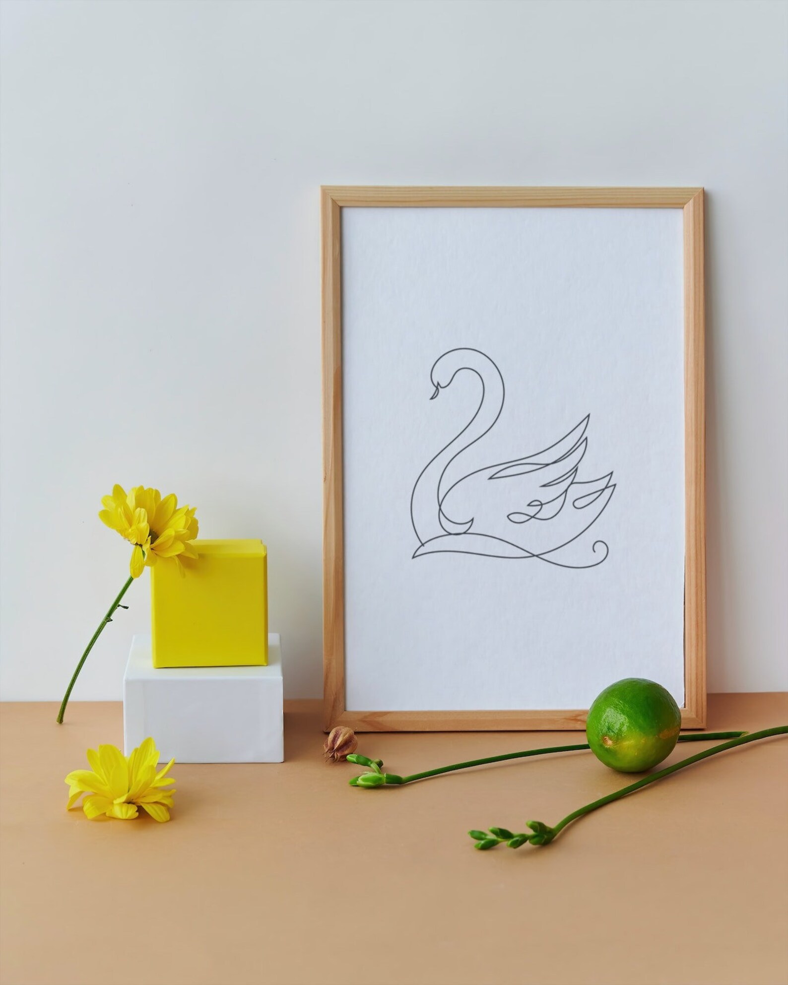 Swan Line Art Drawing Digital, Swan Line Drawing, Farmhouse Abstract ...